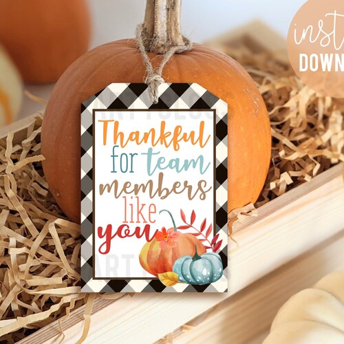 Thanksgiving Team Appreciation Printable Tag Fall Staff Gift - Etsy