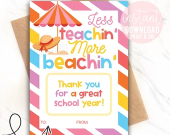 Less Teachin' More Beachin' Summer Teacher Gift Tag - Etsy