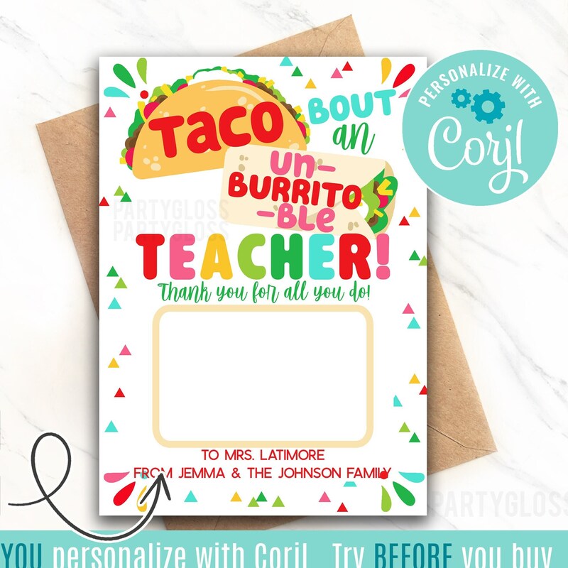 Taco Valentine Card - Etsy