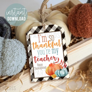 Thanksgiving Teacher Appreciation Printable Tag Fall Teacher Tag ...