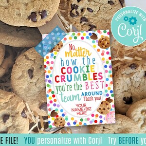 Editable Cookie Teammate Appreciation Printable Gift Tags, Cookies for ...