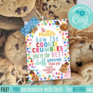 Editable Cookie Staff Appreciation Printable Tag | Cookie Tags | No ...