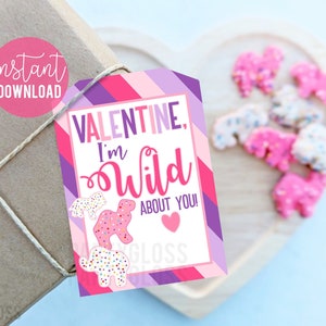 Animal Cookie Valentine's Day Printable Tag, Circus Valentine, Wild ...