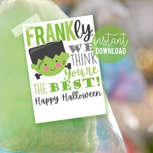 Frankenstein Halloween Printable Gift Tags, PTO PTA Candy Treat Tag ...