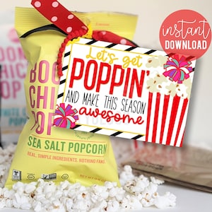 Cheer Team Popcorn Printable Gift Tags, Cheerleader Squad Our Team is ...