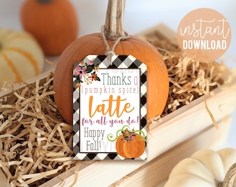 Printable/editable Thankful for You Coffee Gift Tag (Download Now) - Etsy