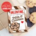 Valentine's Day Printable Cookie Tag Milk and Cookies Valentine Class ...