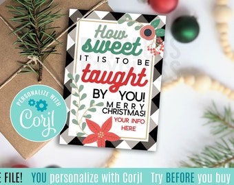 Printable Teacher Gift Tag How Sweet It is to Be Taught by You - Etsy