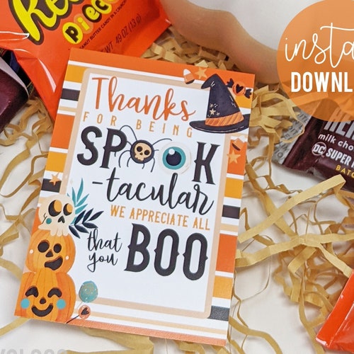 Halloween Appreciation Treat Tag Halloween Employee Thank - Etsy