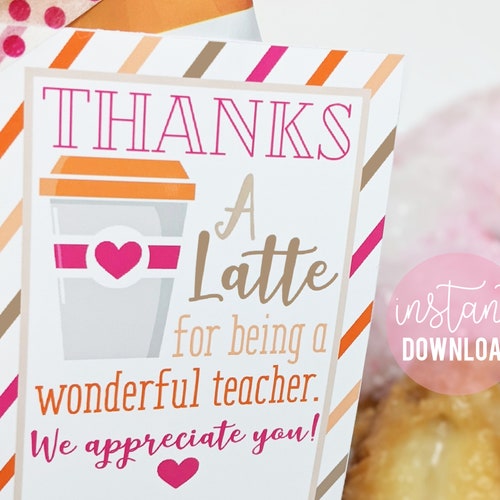 Thanks a Latte Coffee Gift Card Holder Printable Boss's - Etsy