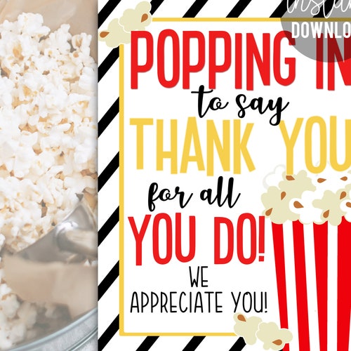 Popcorn Appreciation Sign Volunteer Teacher Staff Employee - Etsy