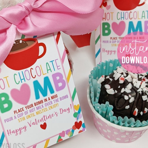 Editable Hot Chocolate Bomb Tag Valentine's Day Hot Cocoa - Etsy