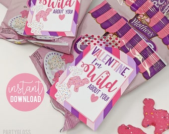 Editable Animal Cookie Valentine's Day Printable Tag | Etsy