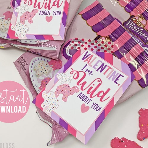 Animal Cookie Valentine's Day Printable Tag Circus - Etsy