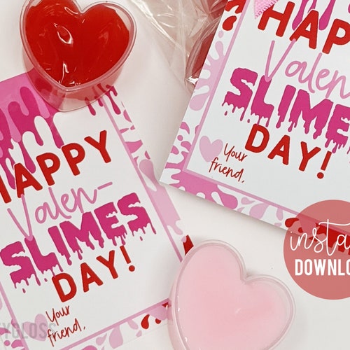 Slime Valentine's Day Printable Tag Non Food Valentine | Etsy