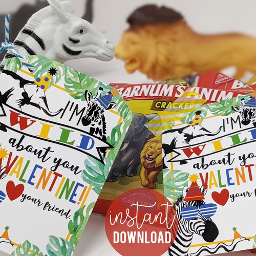 Animal Cookie Valentine's Day Printable Tag Circus - Etsy