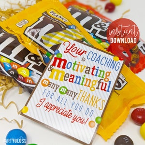 Coach Appreciation Printable Gift Tags, MM Candy Tag Your Coaching is ...