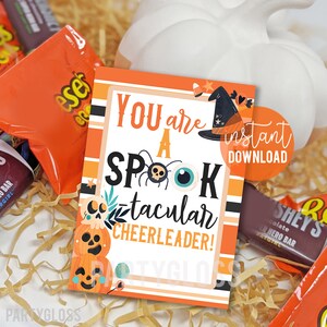 Halloween Cheer Printable Gift Tags, Good Luck Treats Tags Team ...