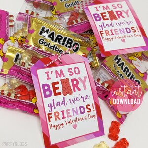 Gummy Bear Valentine's Day Printable Gift Tags, so Beary Glad We're ...