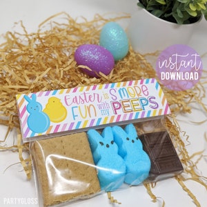 S'mores Peeps Printable Bag Toppers, Happy Easter Tag Smores Gift S ...