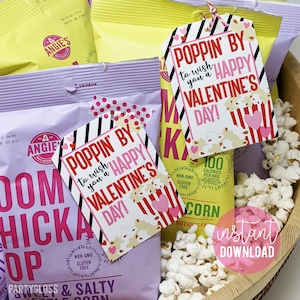 Popcorn Valentine's Day Printable Tags Poppin' by Valentine Class Team ...