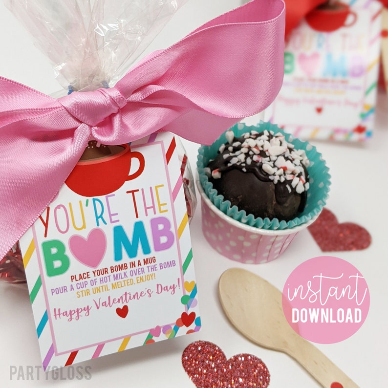 Hot Chocolate Bomb Valentine's Day Printable Tags Cocoa - Etsy