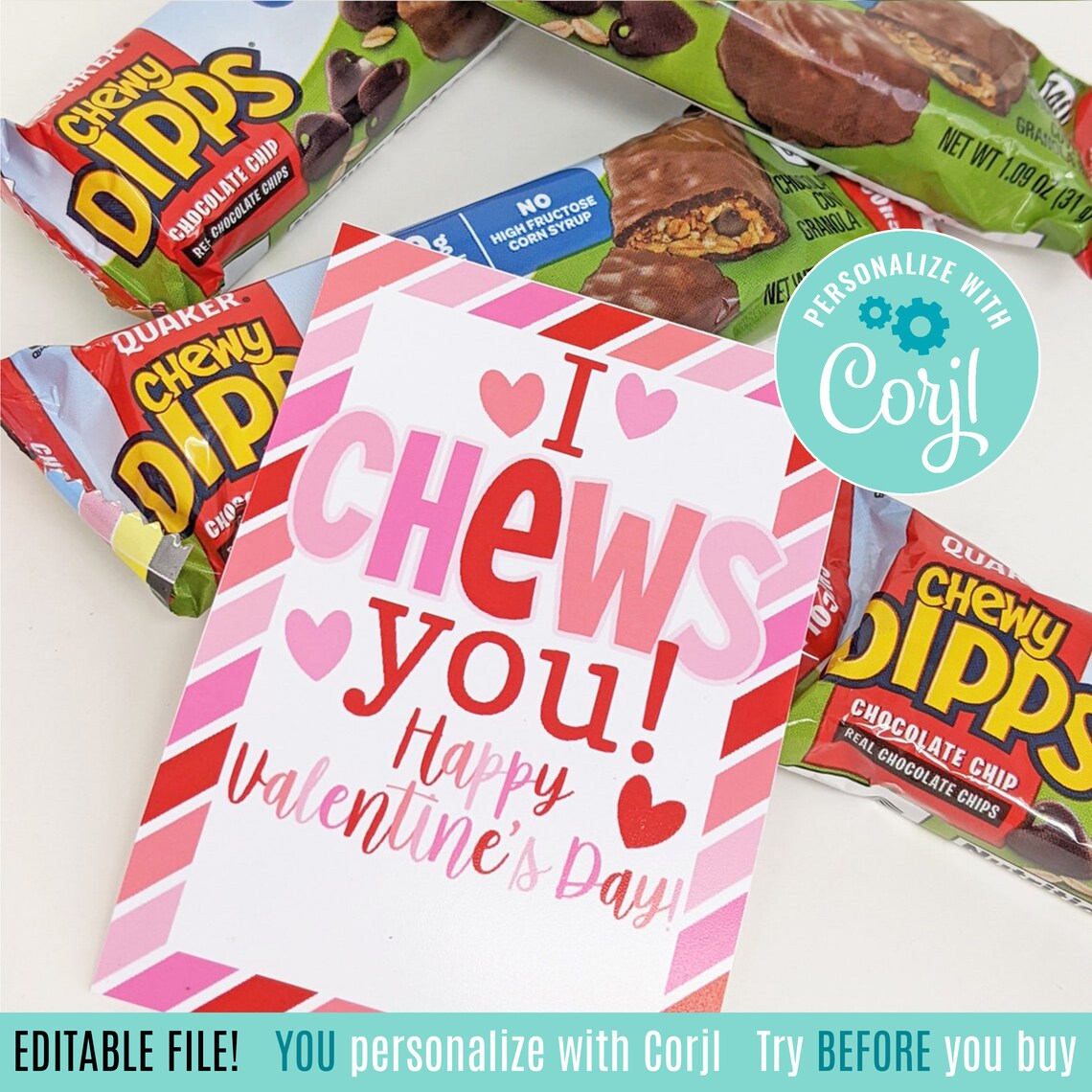 Editable I Chews You Valentine's Day Printable Tags Chewy - Etsy