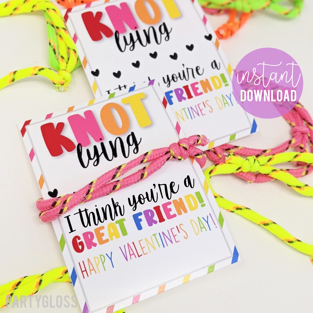 Valentine's Day Printable Bracelet Tag Knot Lying Valentine Non Food ...