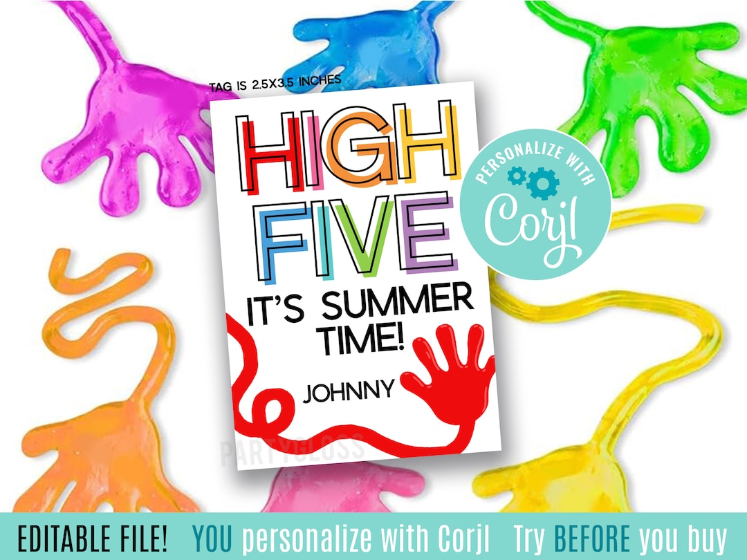 Editable Slap Hand End of the Year Printable Tags, Non Food, High Five ...