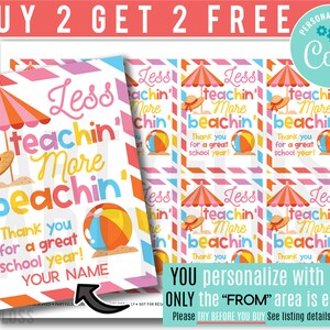 Editable End of Year Printable Gift Tags Teacher Appreciation Less ...