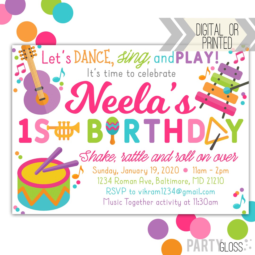 Music Party Invitation - Digital or Printed | Music Gym Party | Musical ...