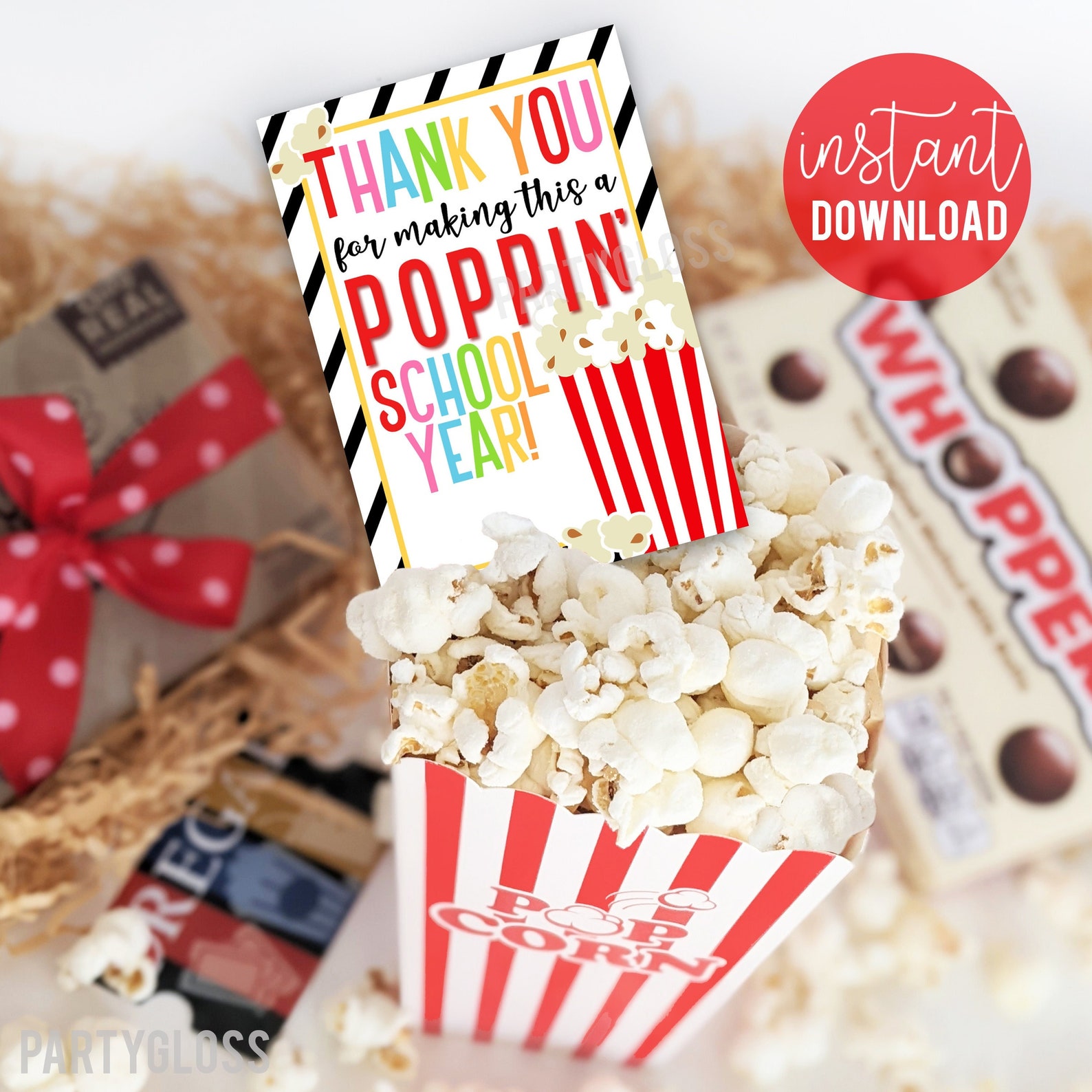 Poppin School Year Printable Tag Popcorn Printable End of - Etsy