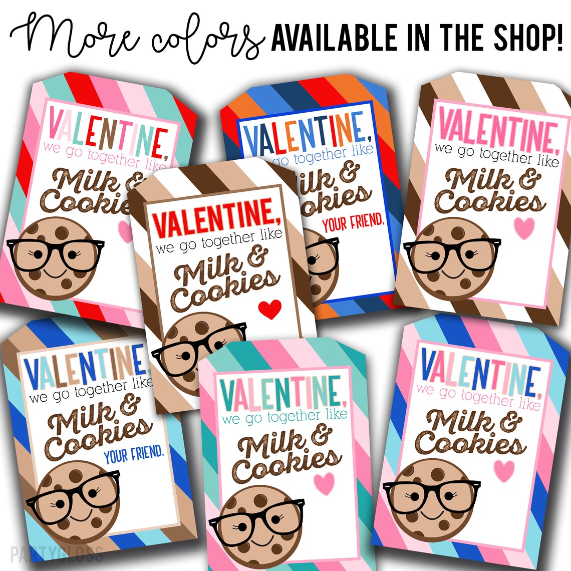 Animal Cookie Valentine's Day Printable Tags Milk and - Etsy