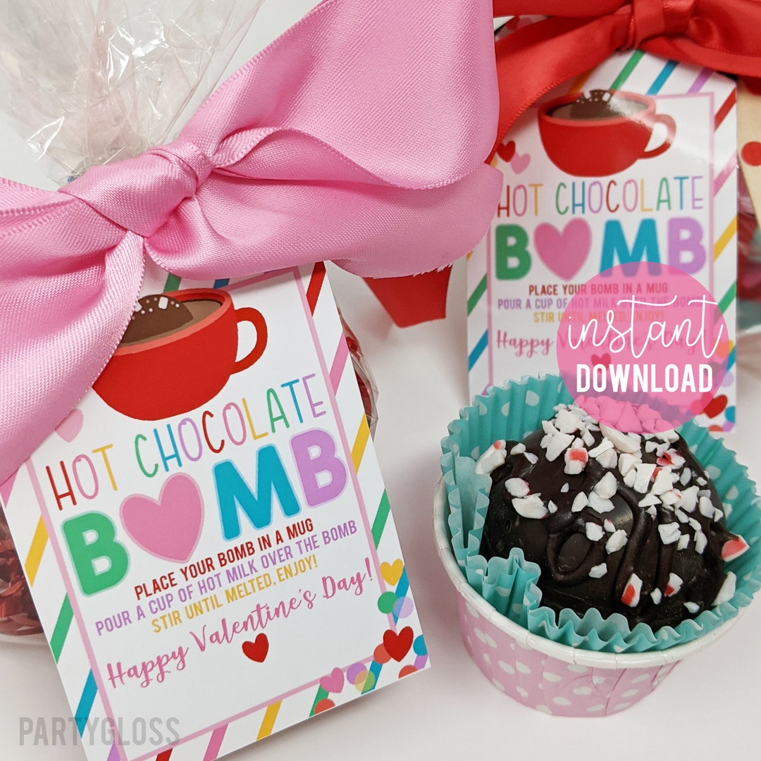 Hot Chocolate Bomb Valentine's Day Printable Tags Cocoa Valentine Class ...