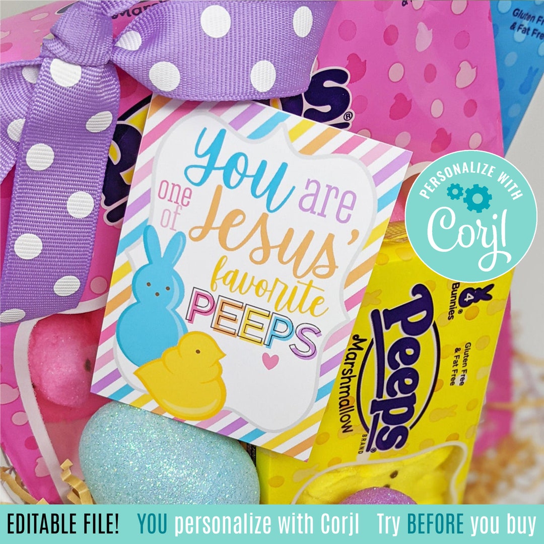 Editable Easter Printable Tags, Jesus' Favorite Peeps Tag Funny ...