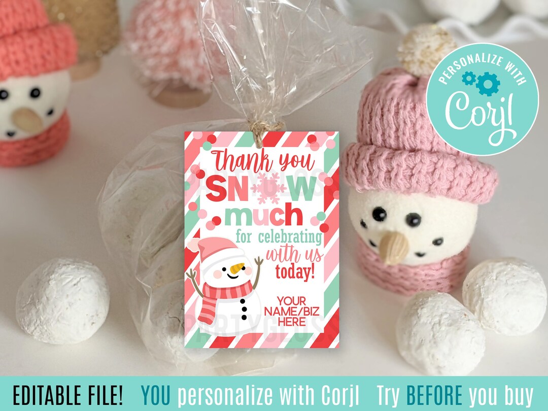 Editable Christmas Thank You Snow Much Appreciation Printable Gift Tags ...