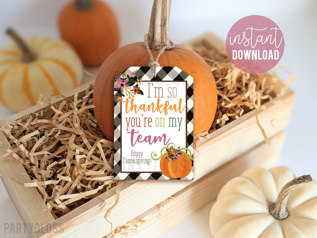 Thanksgiving Team Appreciation Printable Gift Tags, so Thankful Autumn ...