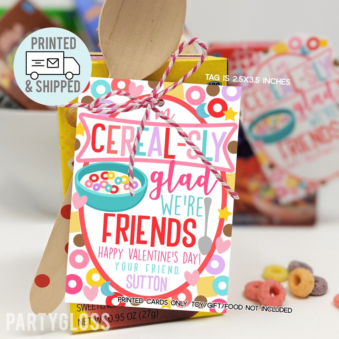 Printed and Shipped Valentine's Day Cereal Box Gift Tags, Cereal-sly ...