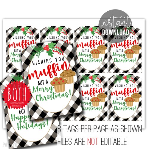 Muffin Christmas Printable Tags Christmas Muffin Tag Team - Etsy