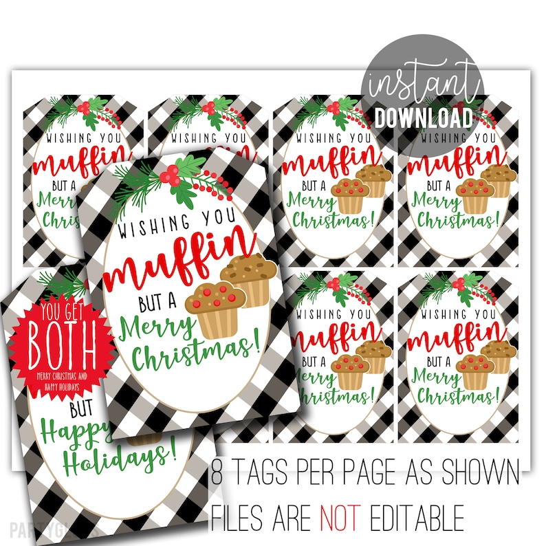 Muffin Christmas Printable Tags | Christmas Muffin Tag | Team Client ...