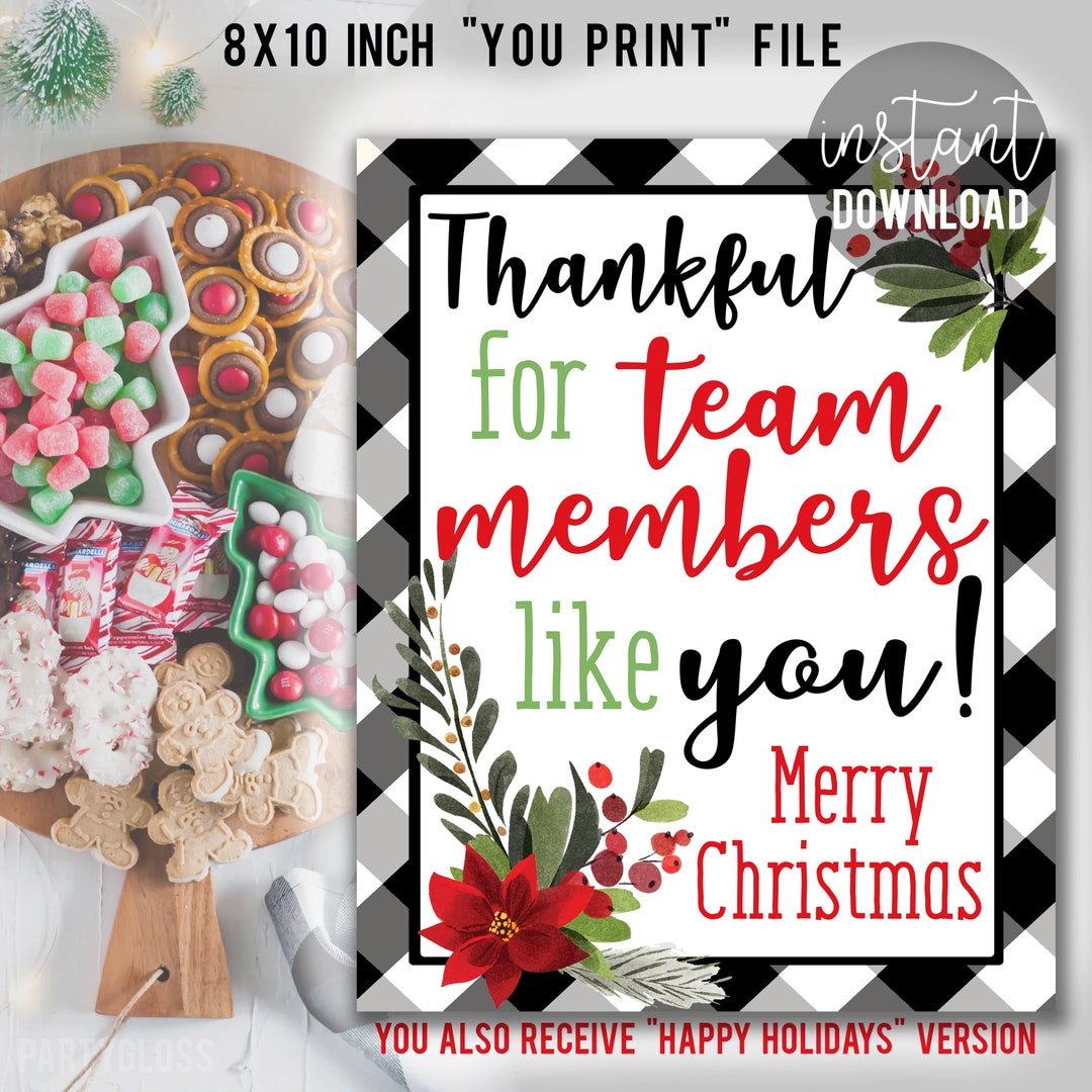 Christmas Team Member Appreciation Printable 8x10 Sign, Staff Holiday ...