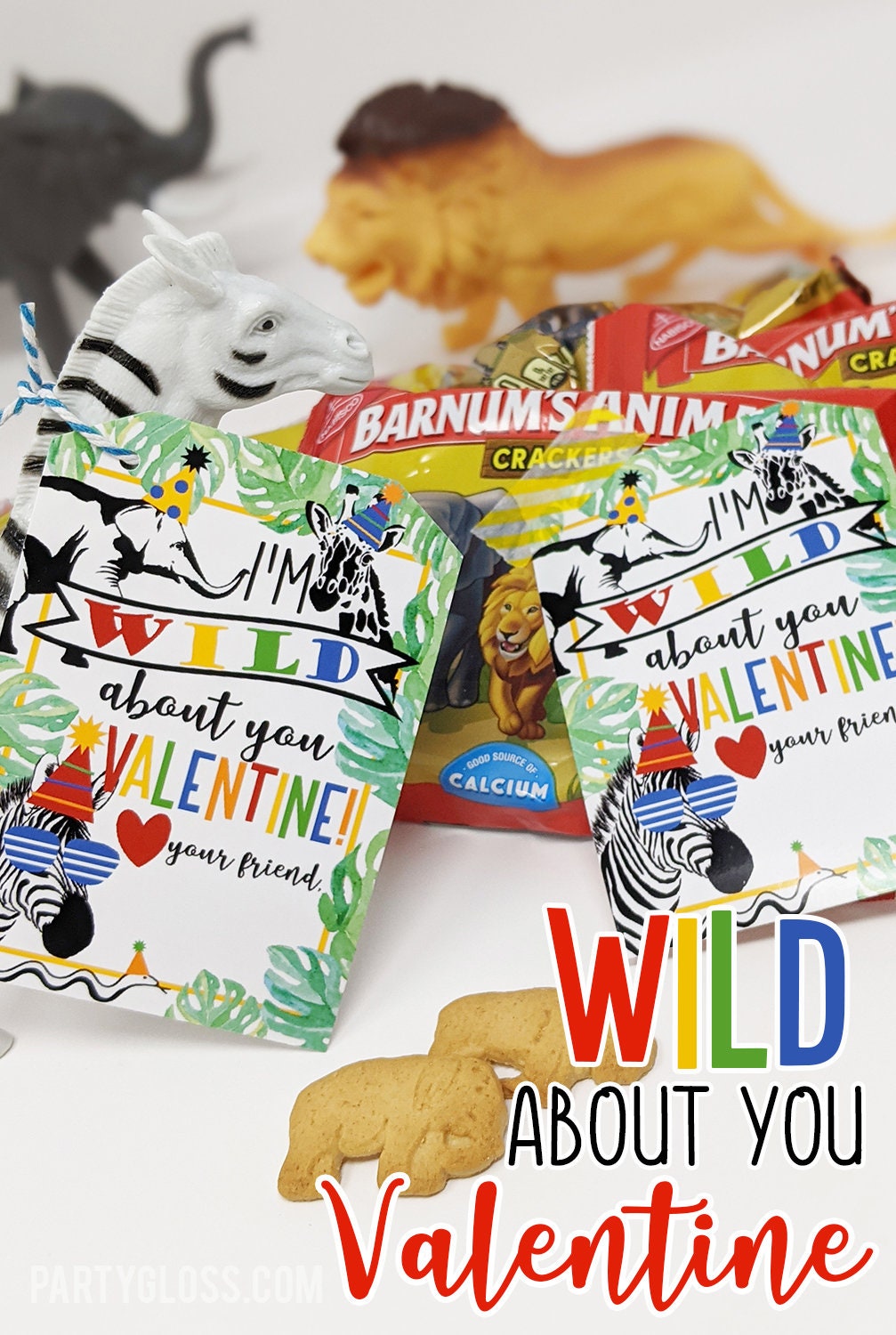 Wild Animal Valentine's Day Printable Tag Jungle | Etsy