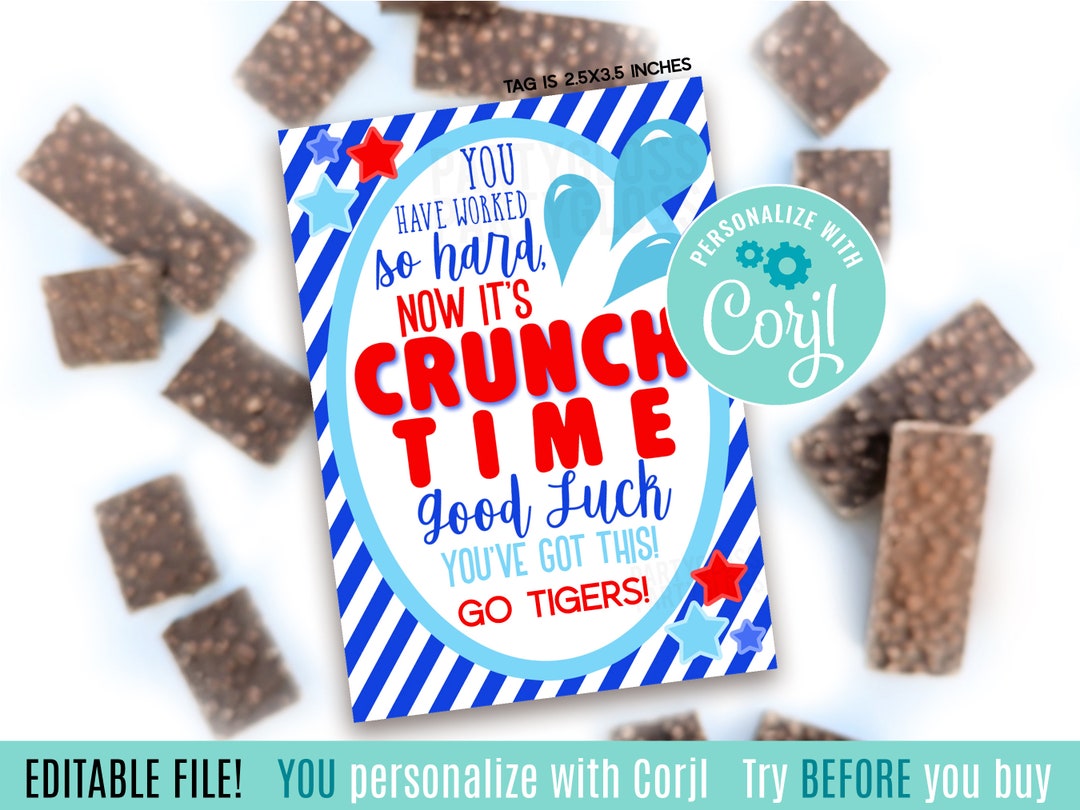 Editable Swimming Crunch Time Good Luck Printable Gift Tags Chocolate ...