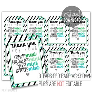 Teacher Appreciation Printable Gift Tags, Thank You Mint Tag Back to ...