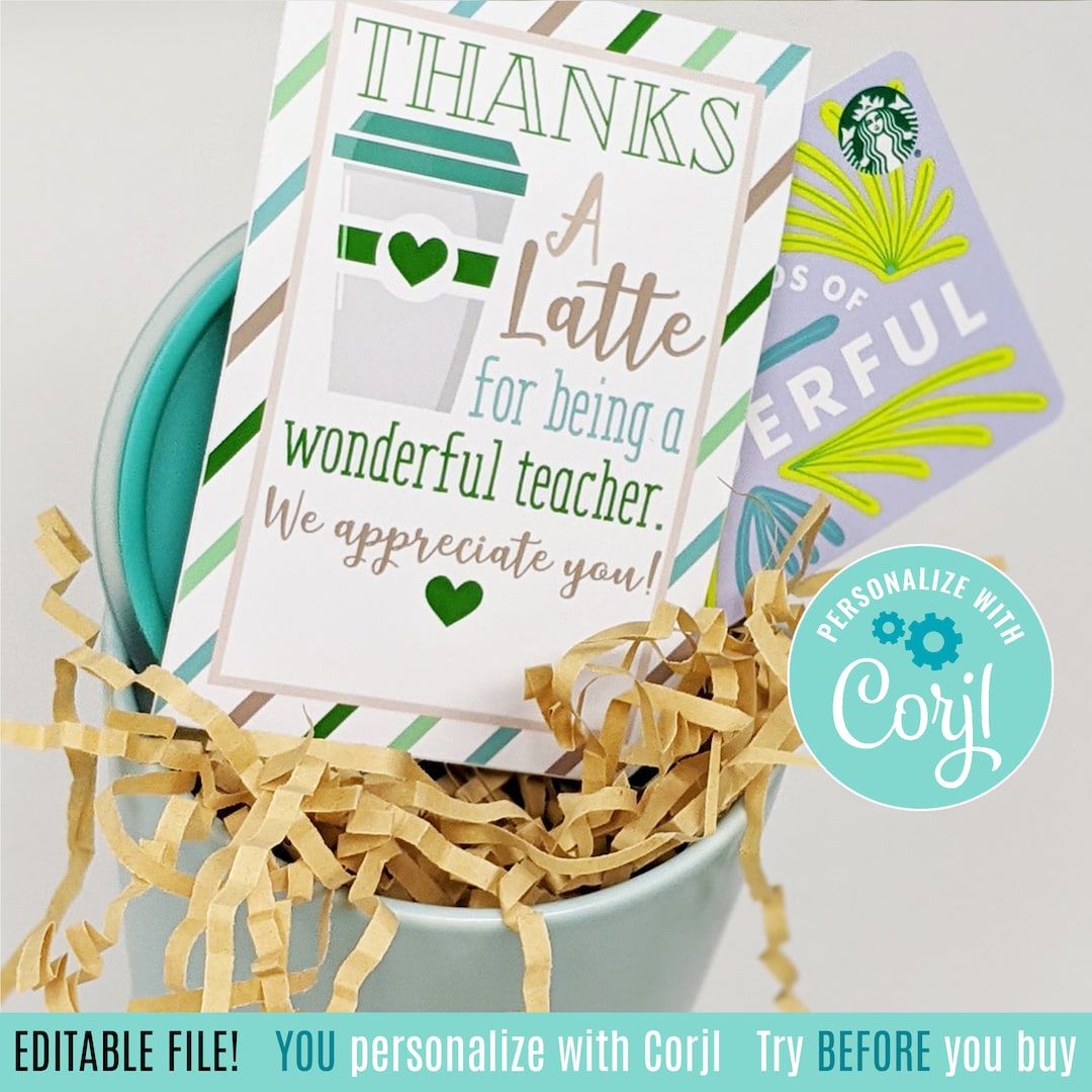 Editable Coffee Teacher Appreciation Printable Gift Tags, Thanks A ...