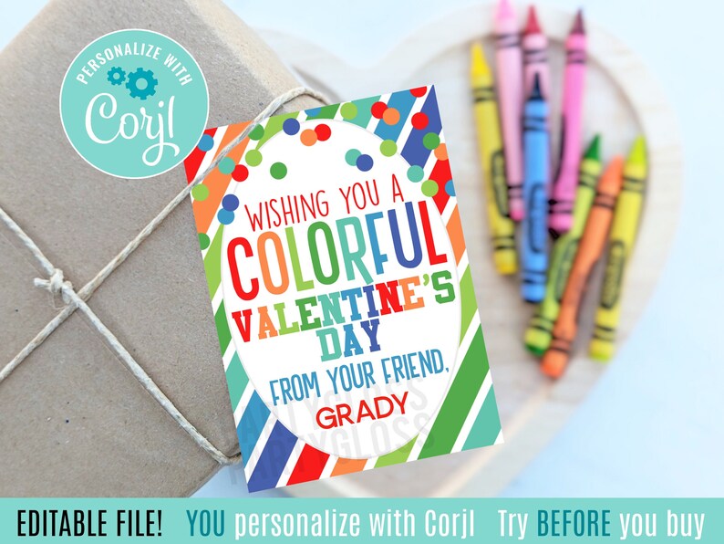 Editable Colorful Valentine's Day Printable Tags, Wishing You A ...