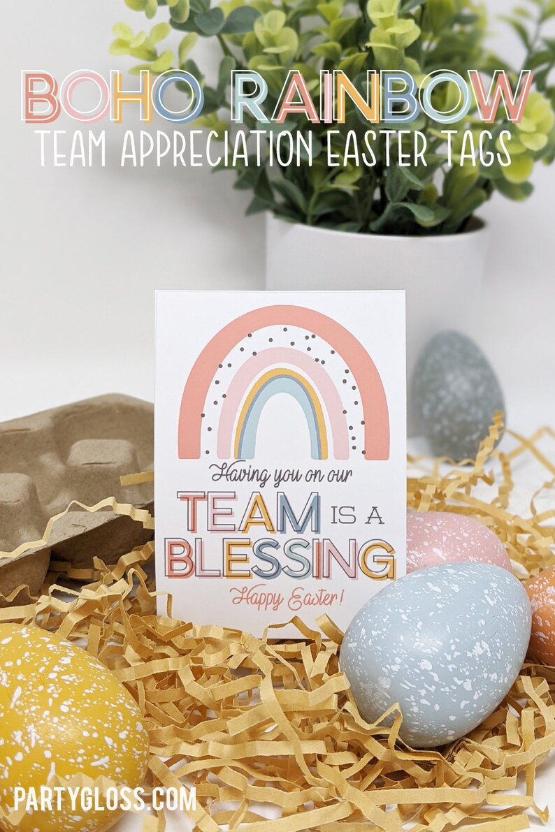 Team Appreciation Printable Tags Happy Easter Employee Gift Boho ...