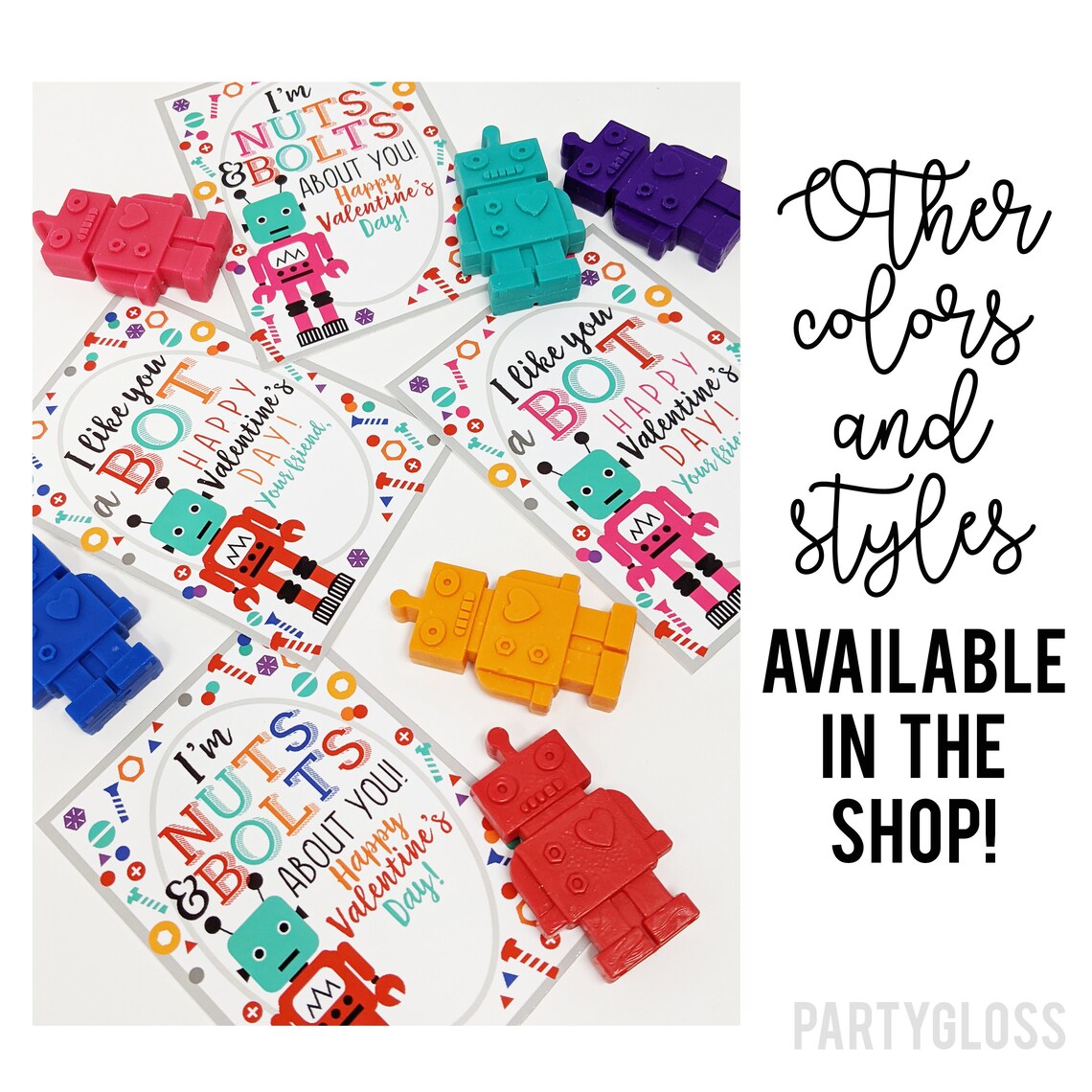 Robot Valentine's Day Printable Tags Nuts & Bolts About - Etsy