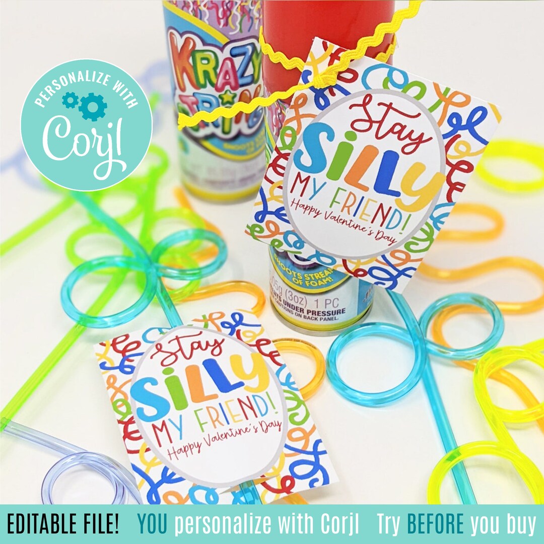 Editable Valentine's Day Printable Tags Crazy Straw Valentine String ...