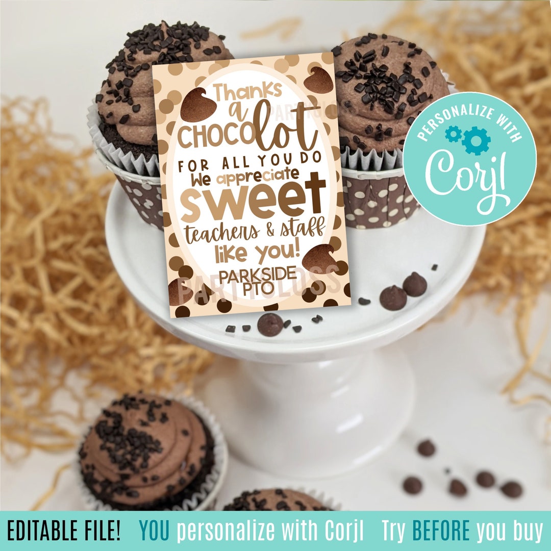 Editable Chocolate Teachers & Staff Appreciation Printable Gift Tags ...